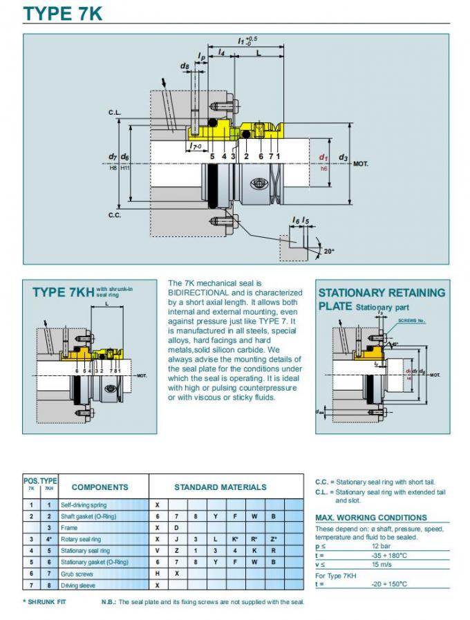 Roten 7K Wave Spring Mechanical Seal Roplan 800/ 850 Seal Sterling 280 Seal