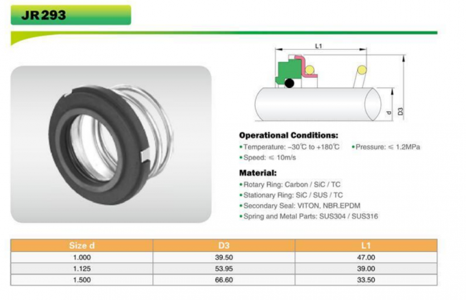 Mechanical Seal Vulcan Type 293 For Tri Clover C218 C328 Sp218 Sp328