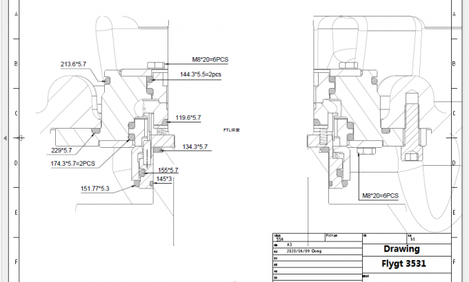 Flyt 3531 Mechanical Seal Xylem Cartridge Seal Plug In Seal 120mm